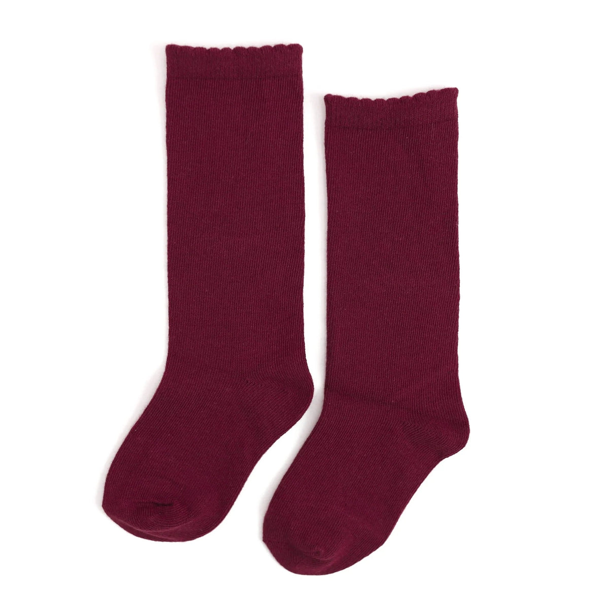 Burgundy Scalloped Knee High Socks by LSC – P. Cottontail & Co.